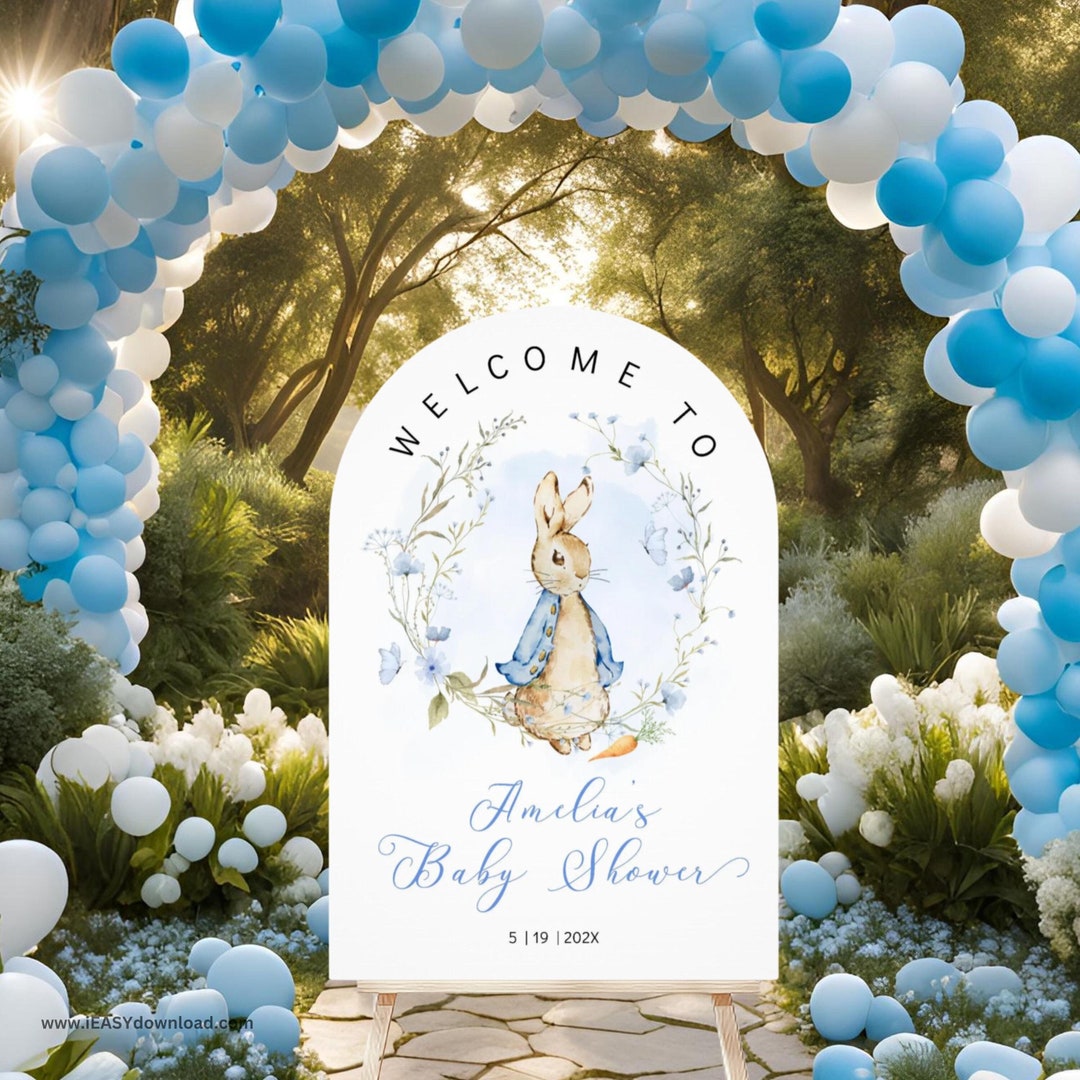 Personalized Peter Rabbit Welcome Sign Baby Shower Baby Boy Decor Sign ...