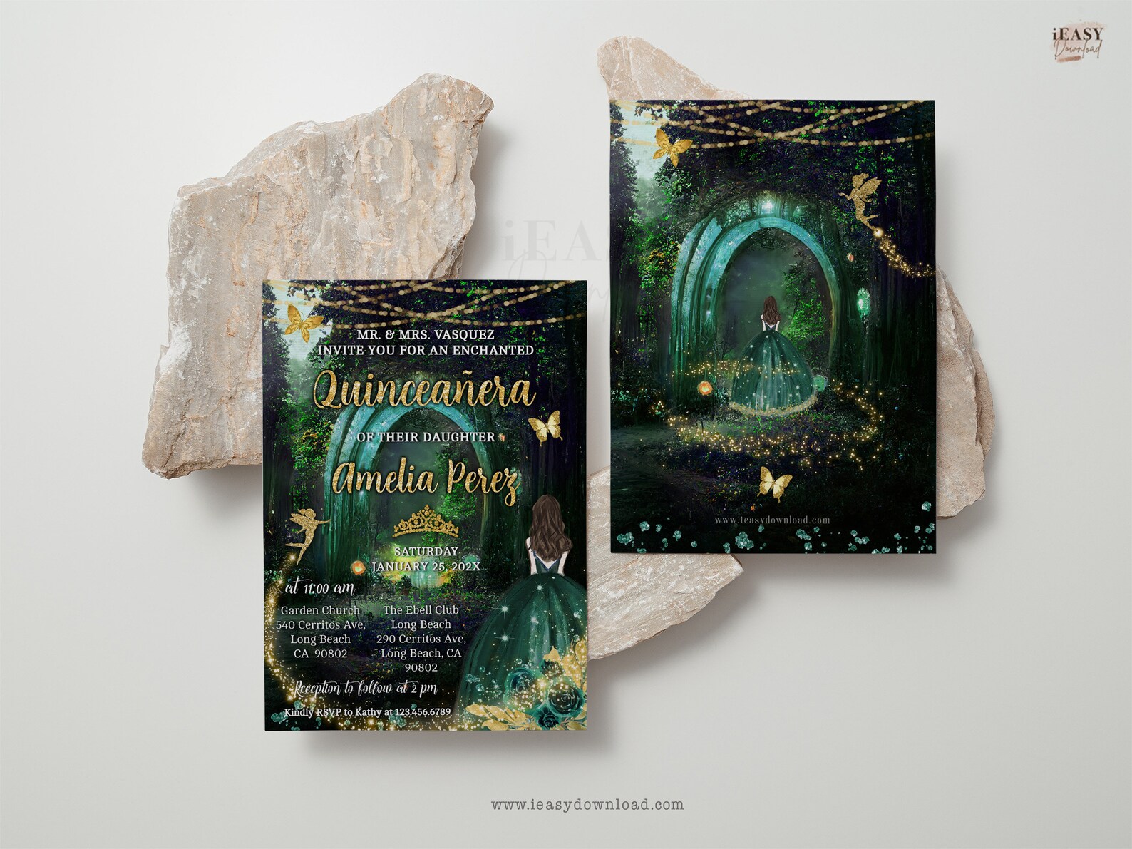 Editable Enchanted Forest Thank You Tag Gold and Emerald - Etsy