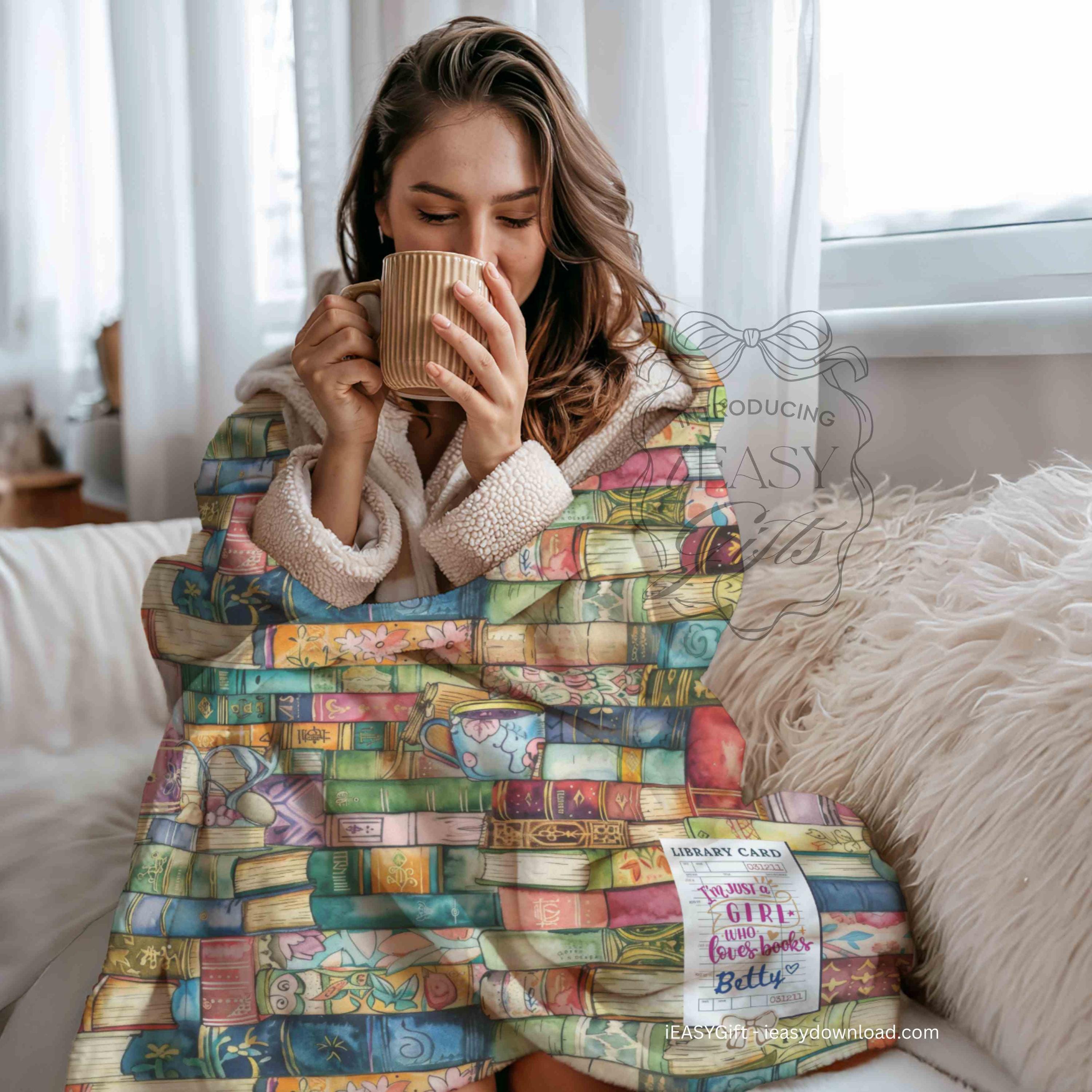 Personalized Vintage Library Velveteen Plush Blanket Book Lover ...