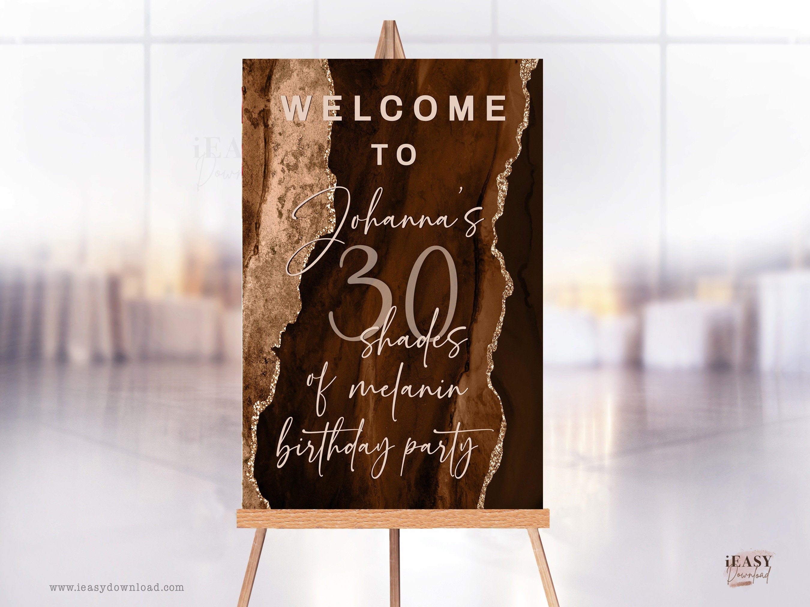 30th Birthday Welcome Sign: Shades of Melanin, Agate Design (editable ...