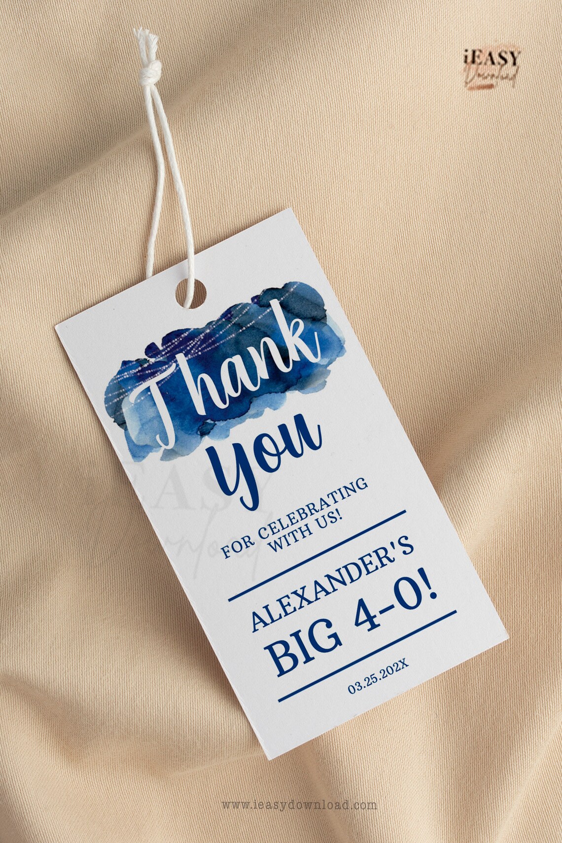 Adult Birthday Thank You Tag 40th Birthday Favor Tags Navy - Etsy