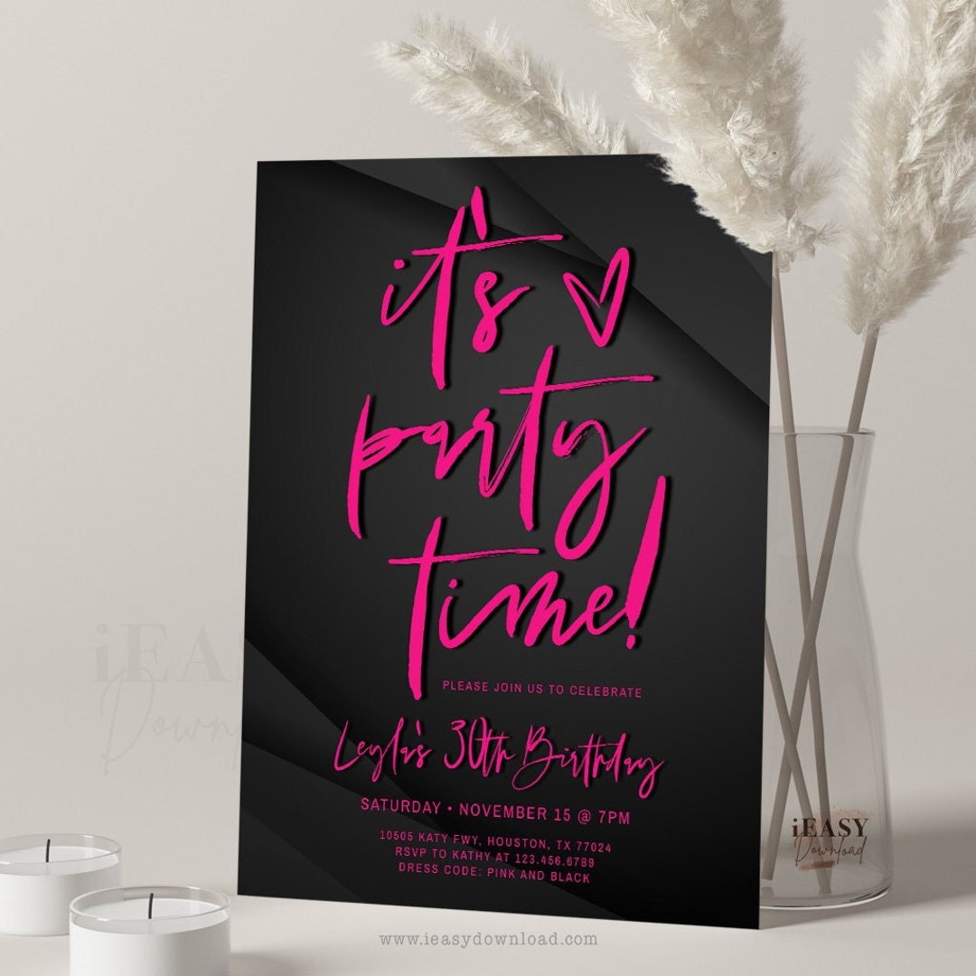 Editable Girls Party Invites Pink Birthday Invitation for All Ages, Its ...