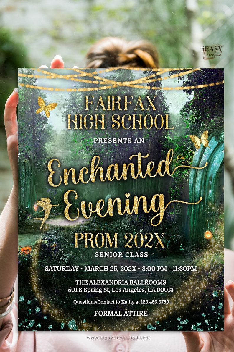 Enchanted Forest PROM Invitation With Ticket Template Digital Download ...