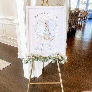 Editable Peter Rabbit Welcome Sign Baby Shower Baby Boy, Baby Boy Bunny ...