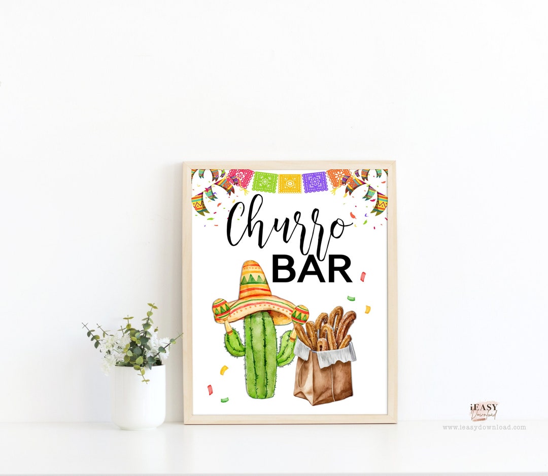 Churro Bar Party Schild Printable, Churros Station Schild, Fiesta Party ...