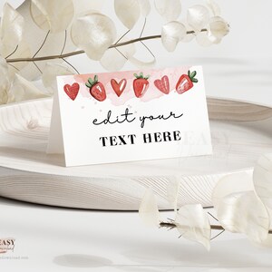 Editable Strawberry Gift Tag Template, Berry First Birthday Party ...