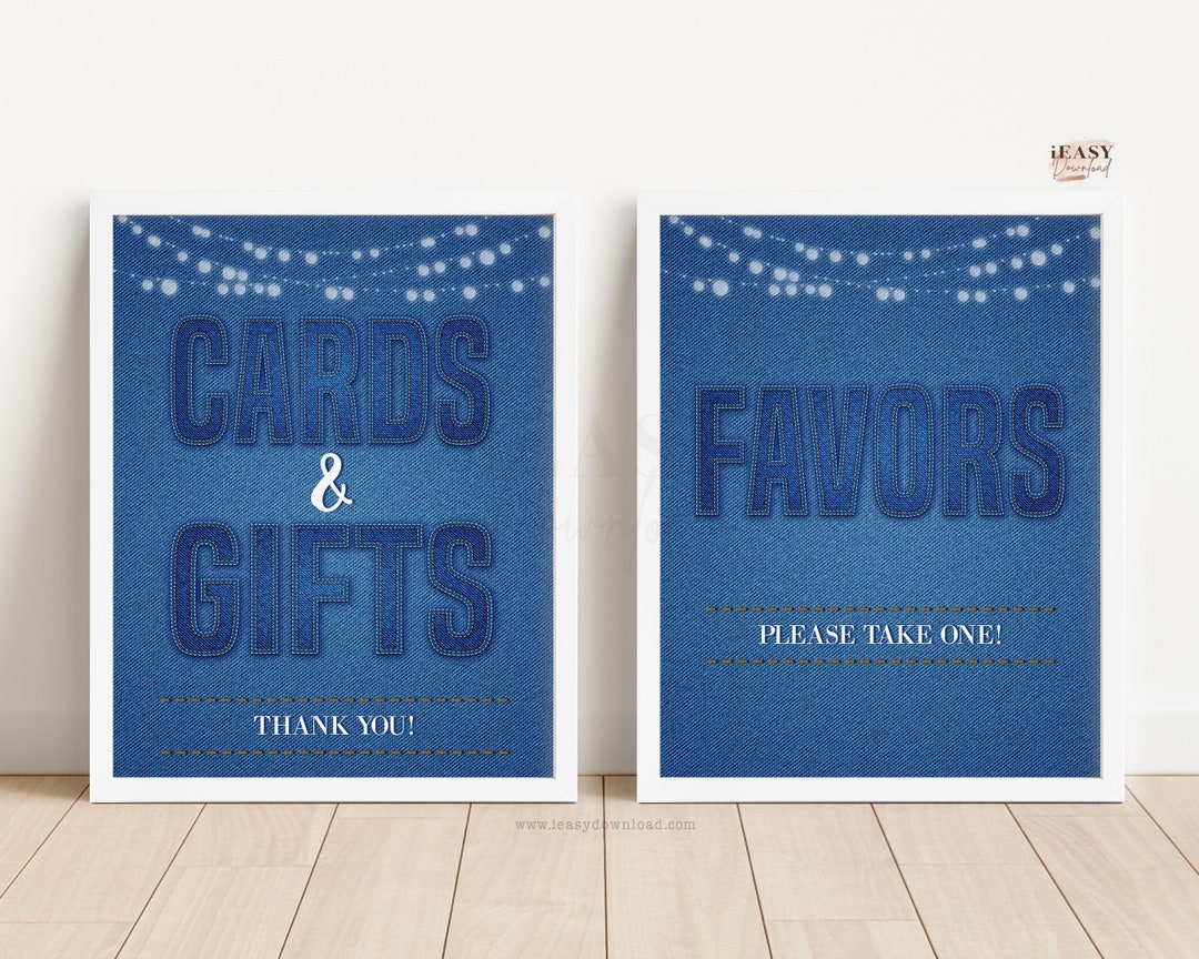 Denim Birthday Party Signs: Cards, Gifts & Favors (digital Download) - Etsy