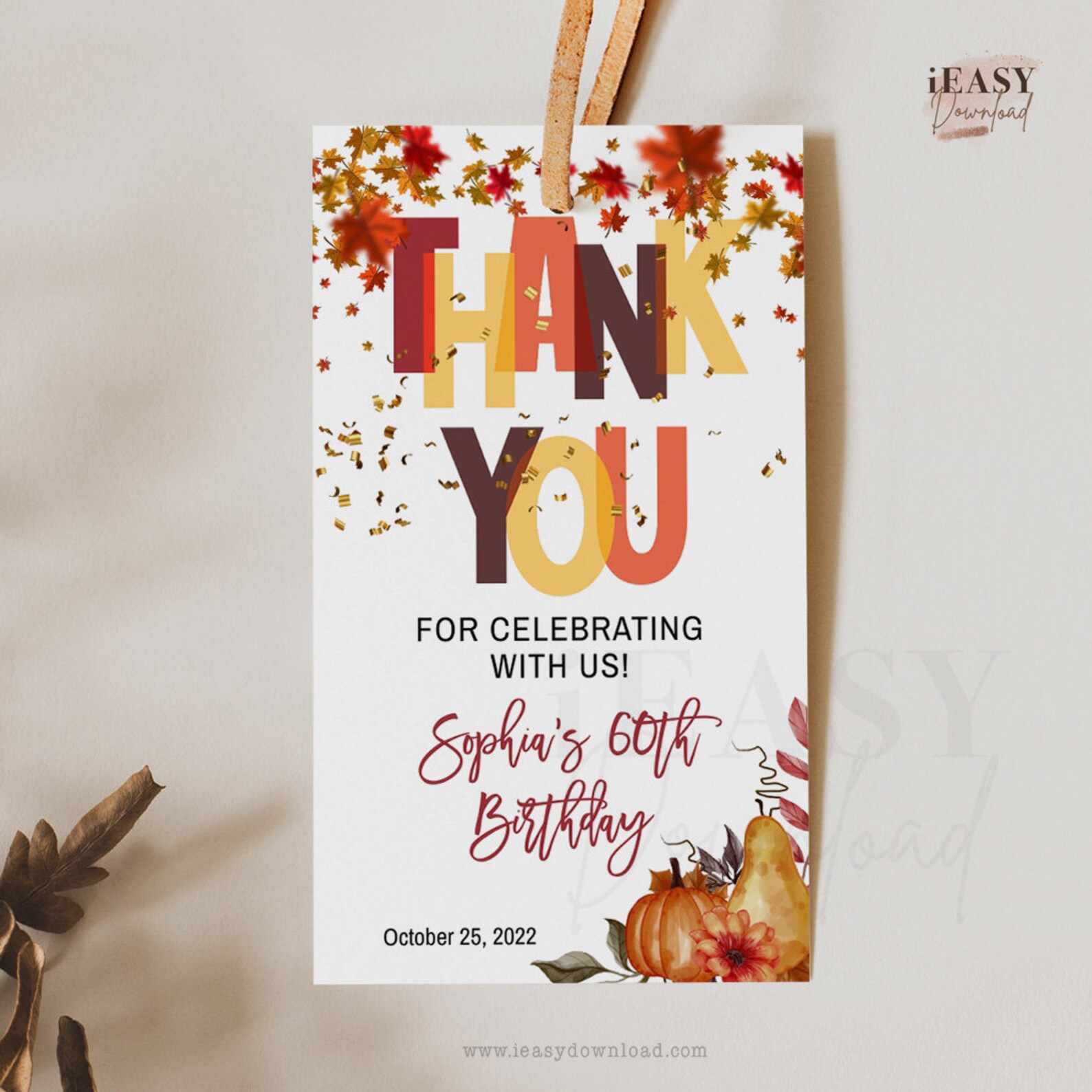 Editable Fall Surprise Birthday Invite Let's Celebrate - Etsy
