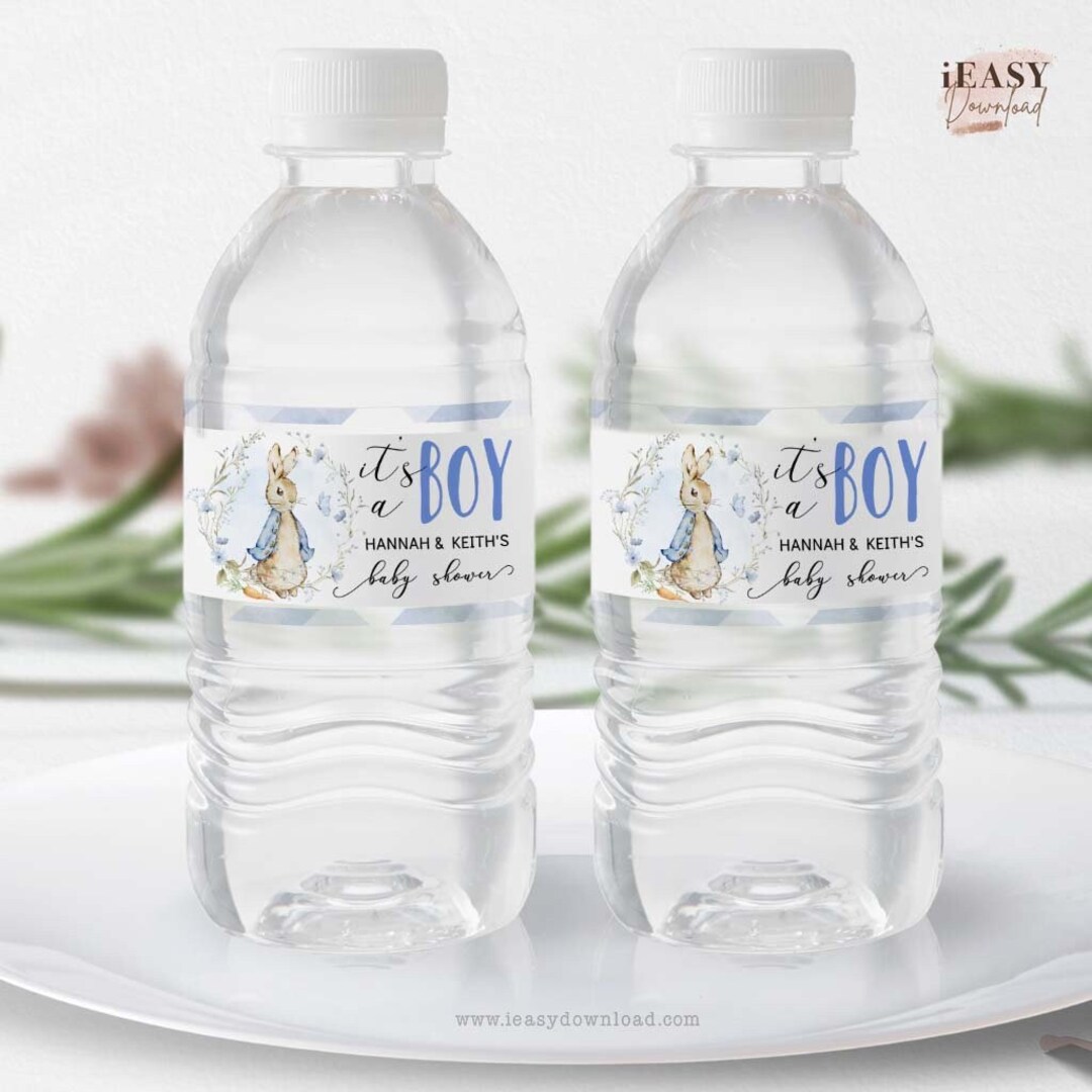 Peter Rabbit Baby Shower Boy Water Bottle, A Little Bunny is on the Way ...