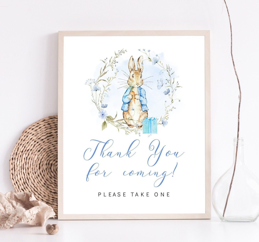 Thank You for Coming Sign Peter Rabbit Boy Baby Shower Sign A Little ...