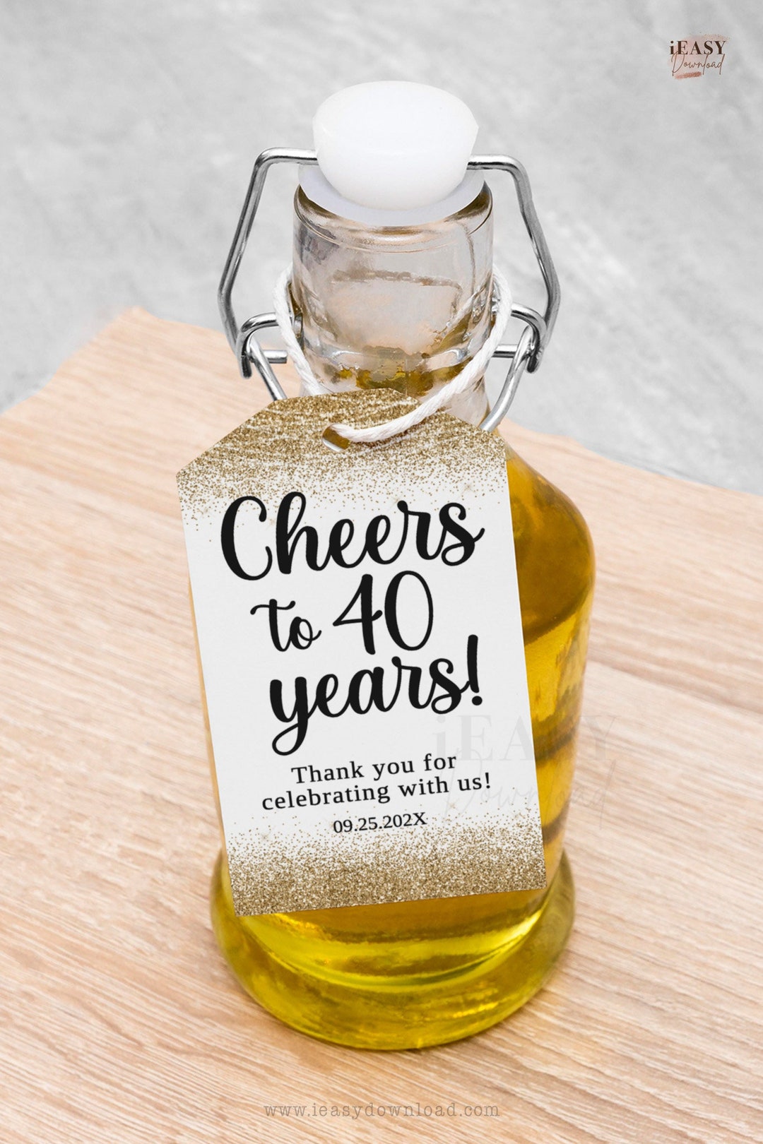 Editable Cheers to 40 Years Gift Tags: Gold & Black (instant Download ...