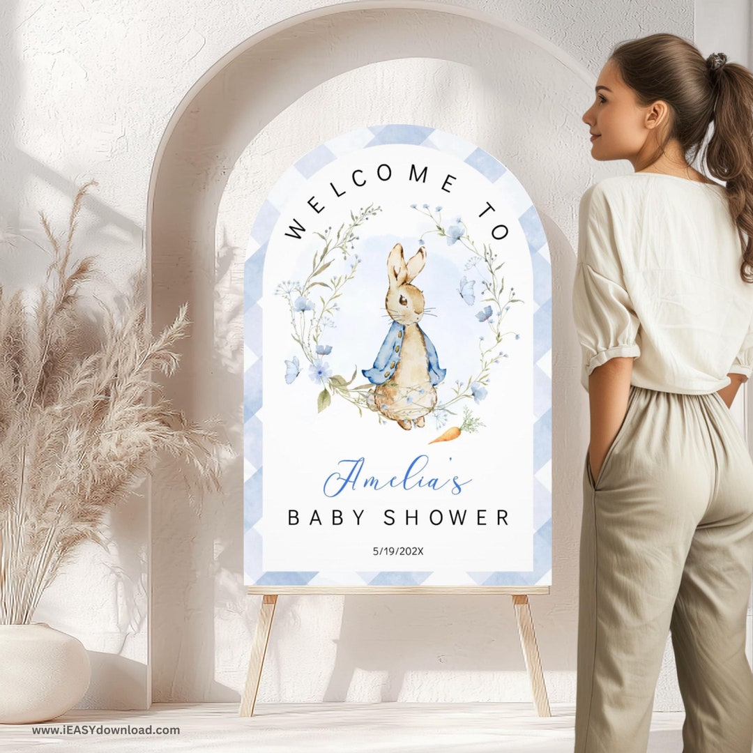 Personalized Baby Shower Welcome Sign Peter Rabbit Baby Boy Decor Sign ...
