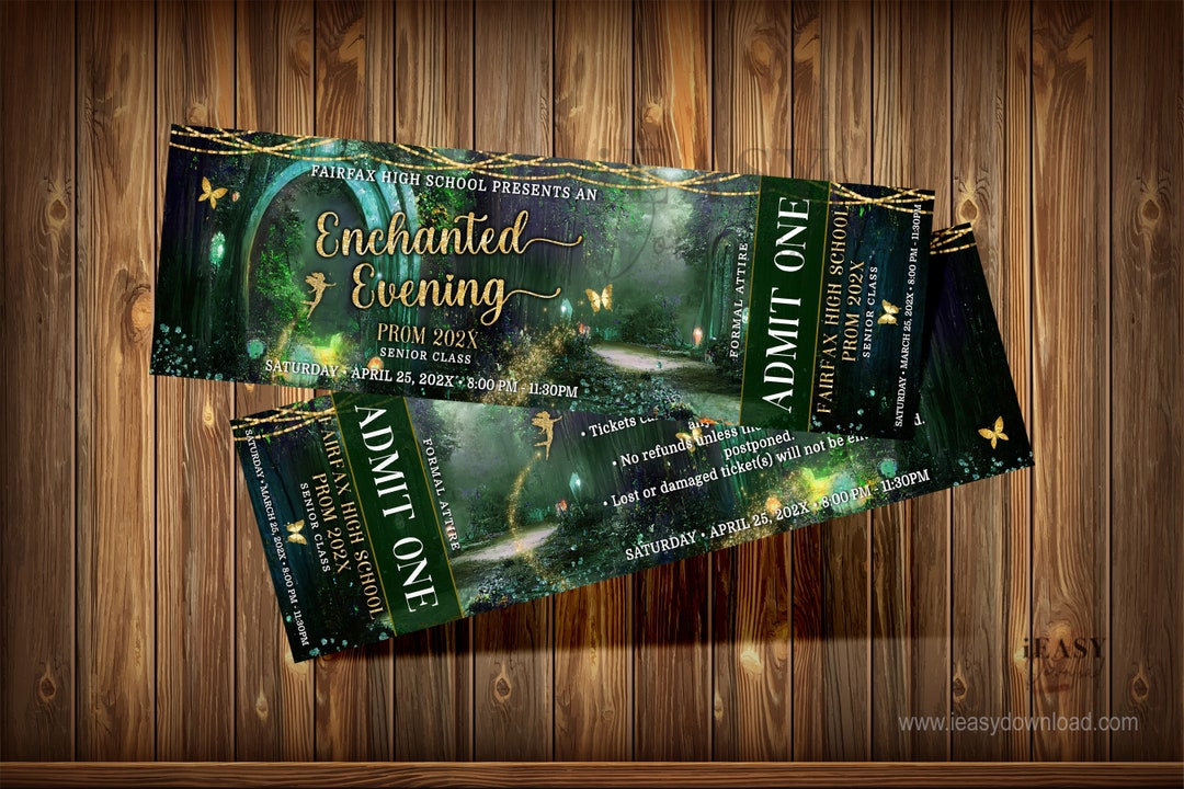 Editable PROM Ticket Template, Enchanted Evening Ticket Templates ...