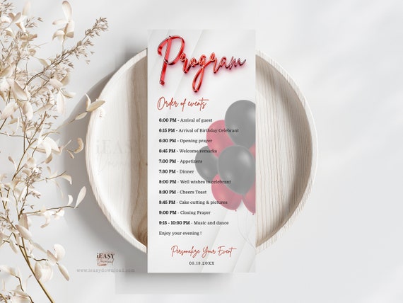 Birthday Party Program Sample Layout White And Gold Birthday Party