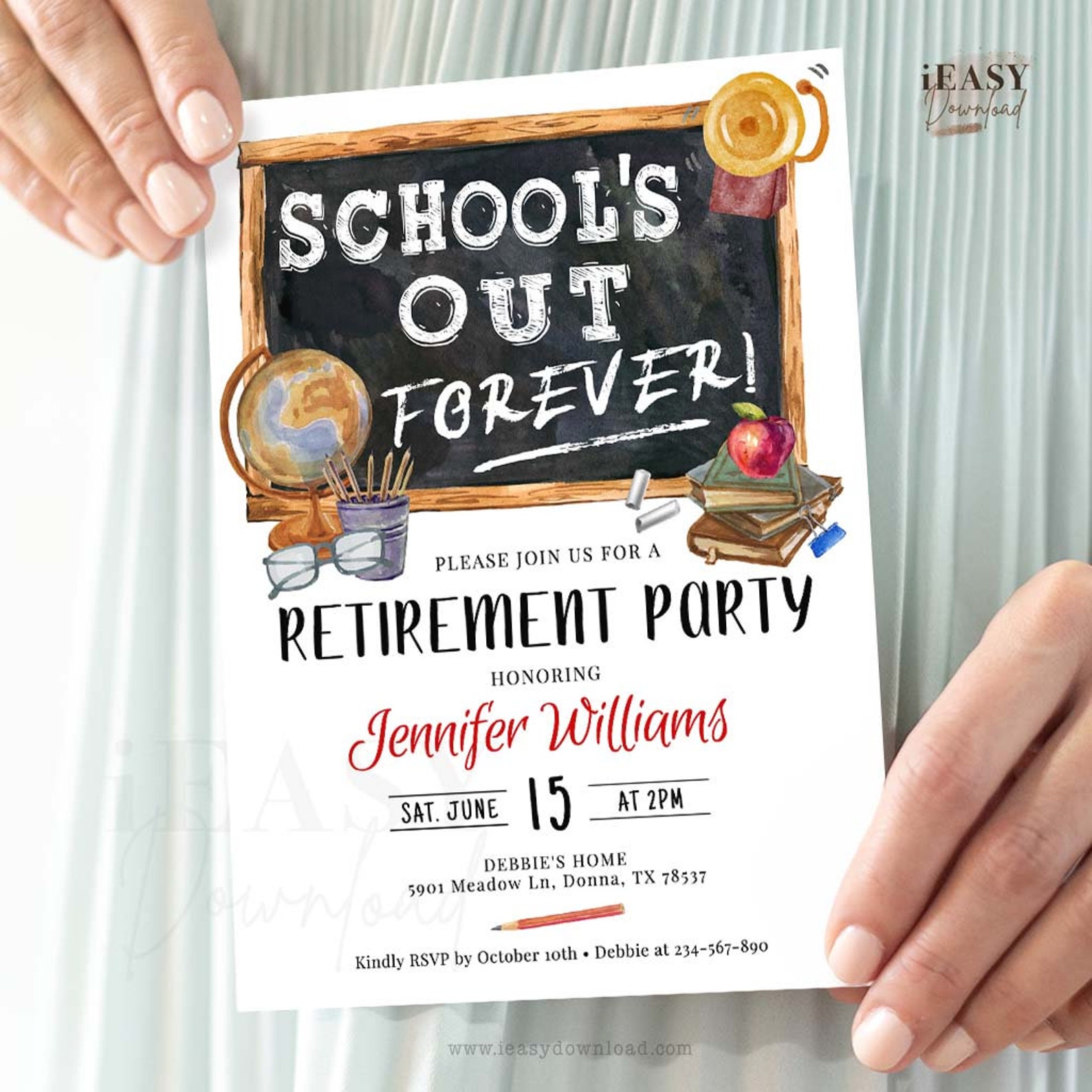 Editable Teacher Retirement Invitation School's Out - Etsy