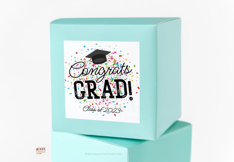 Editable Graduation Gift Tags, Congrats GRAD Tag, Confetti Gift Tags ...