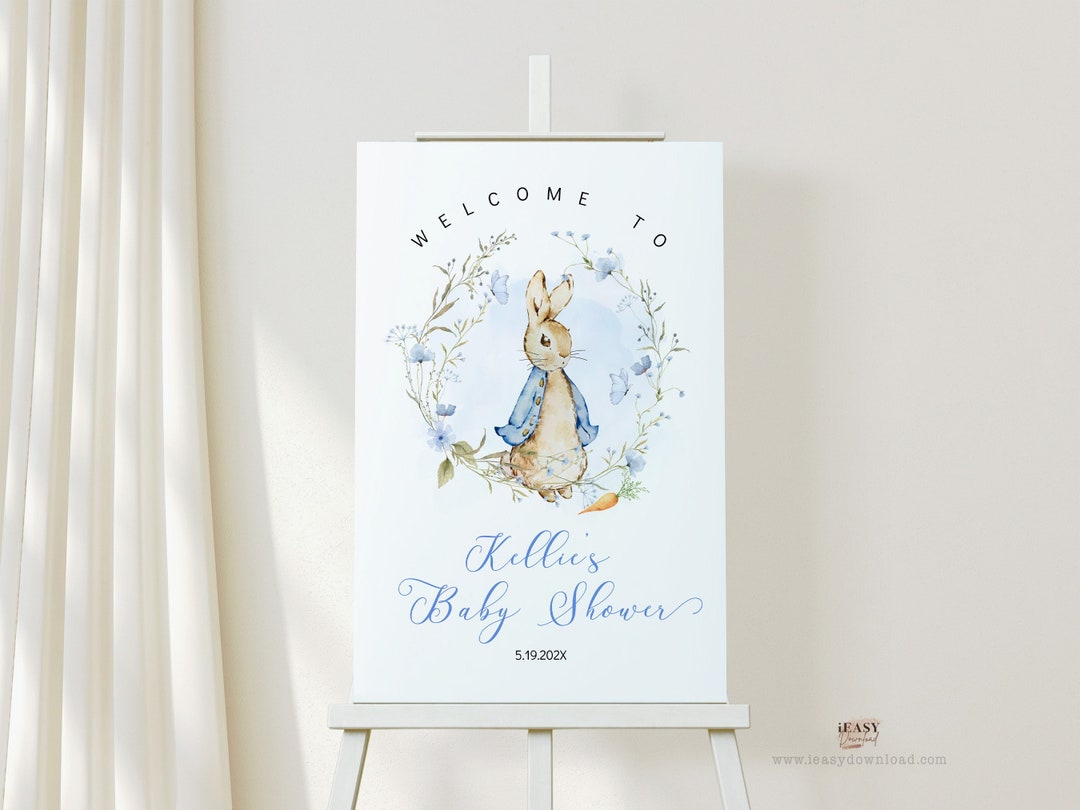 Editable Peter Rabbit Welcome Sign Baby Shower Baby Boy Baby - Etsy