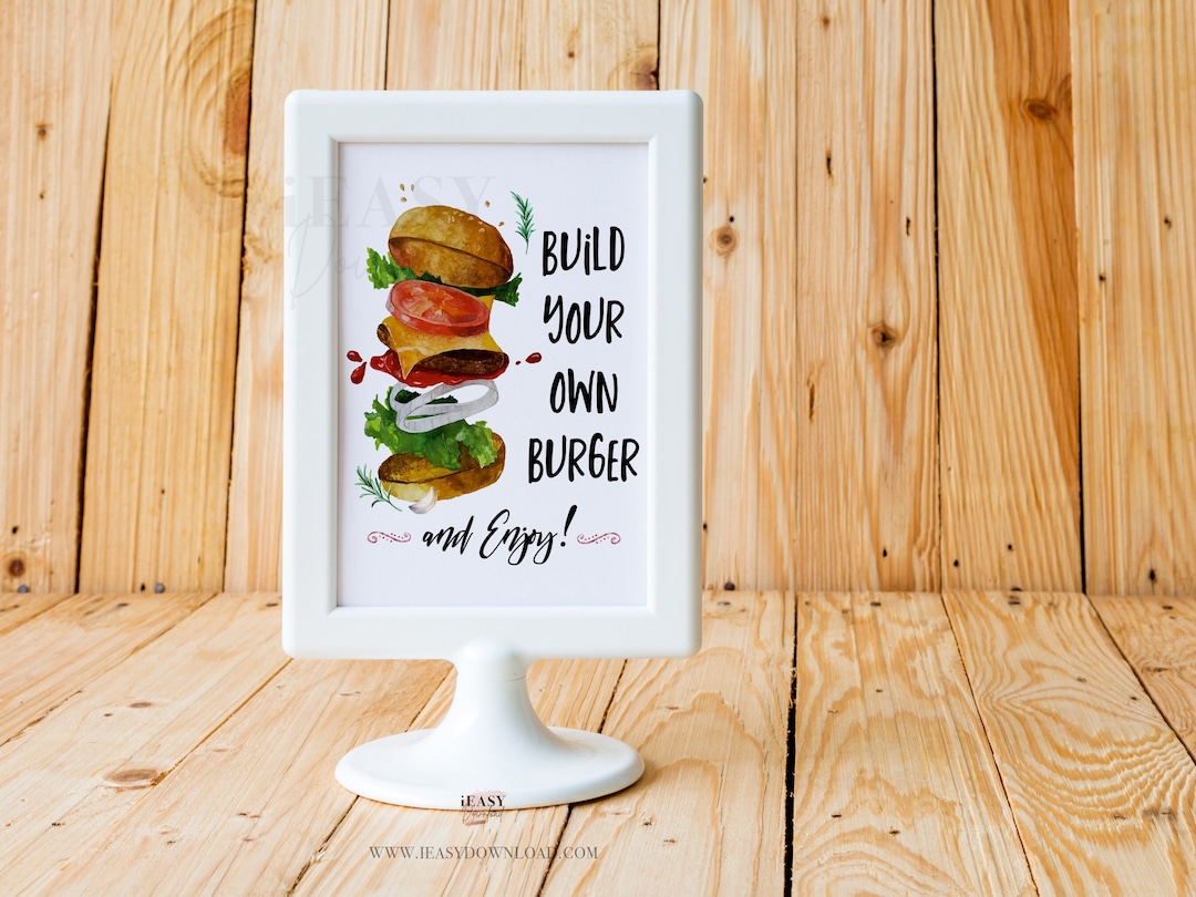 Burger Bar Sign: BBQ, 4th of July Party Decor (digital Download) - Etsy
