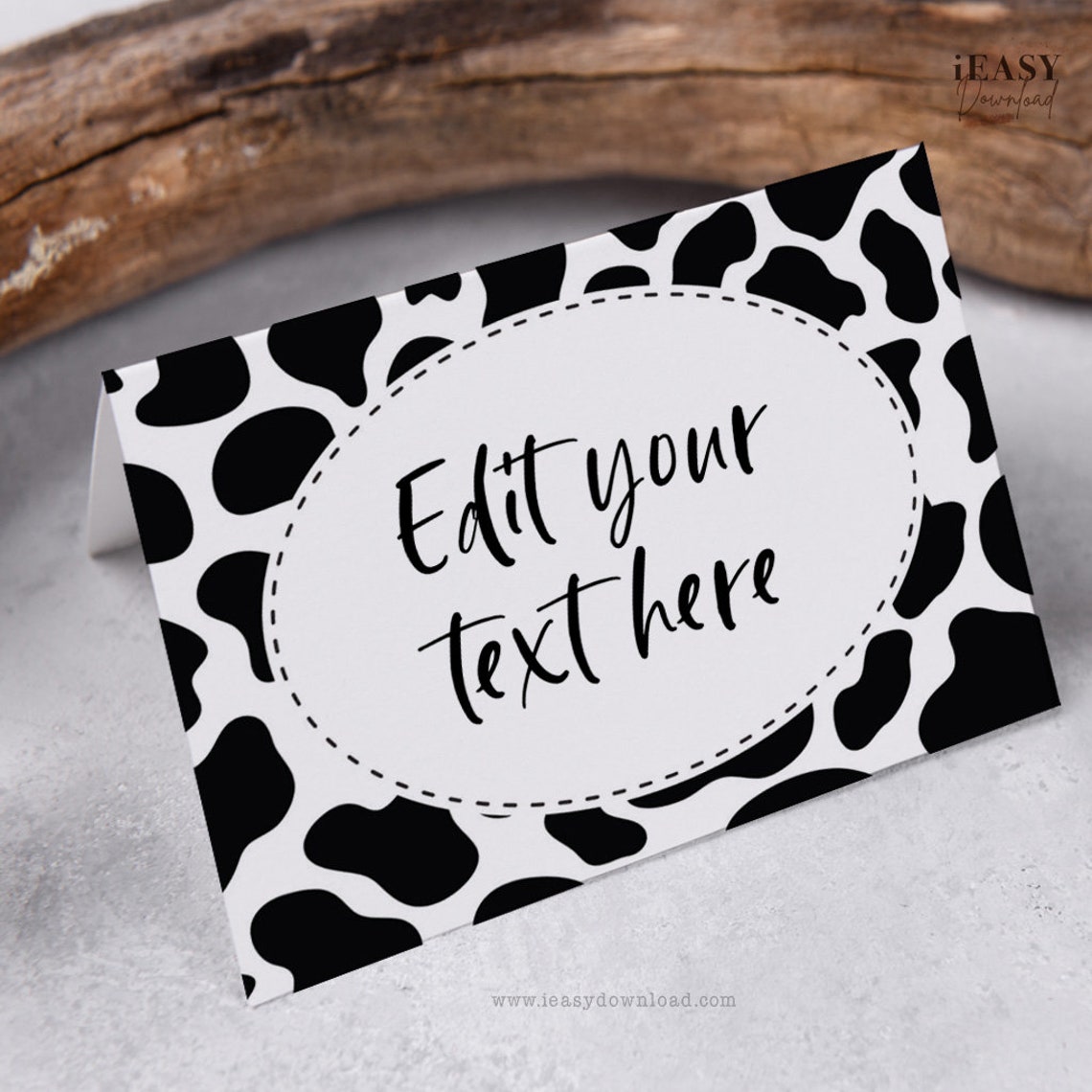 Editable Cow Food Tent Cards Buffet Label Cow Theme Birthday - Etsy