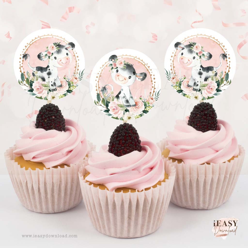 First Birthday Cow Party Cow Cake Topper Printable Farm - Etsy