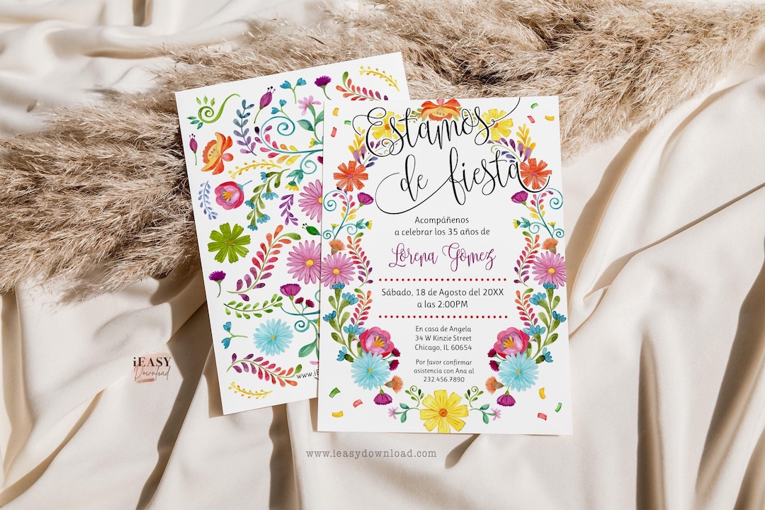 Editable Spanish Fiesta Birthday Party Invitation for Her 30th Birthday ...