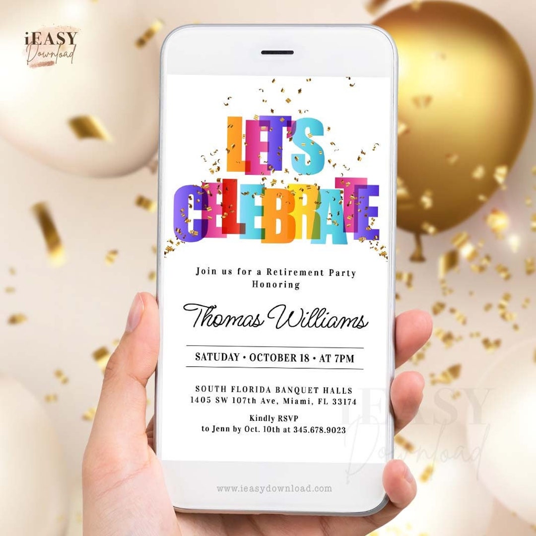 SMS Invite Retirement Party Invitation, Let's Celebrate Invitation ...