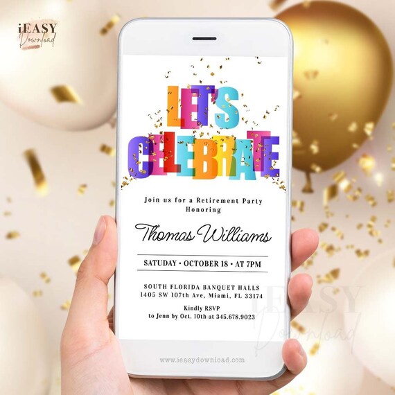 SMS Invite Retirement Party Invitation Let's Celebrate - Etsy