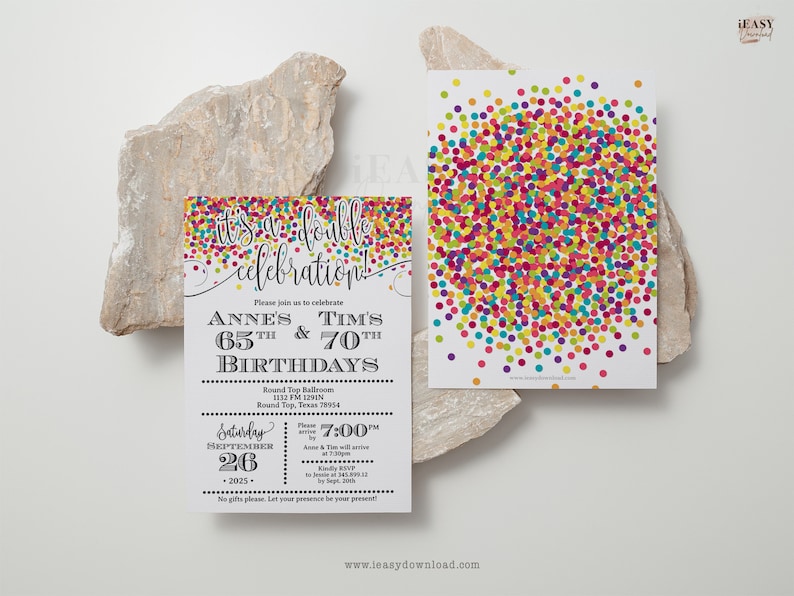 Editable Double Birthday Invitation Adult Double Celebration - Etsy