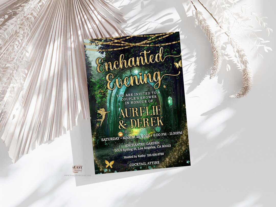 Editable Enchanted Evening Couples Shower Invitation, Enchanted Forest ...
