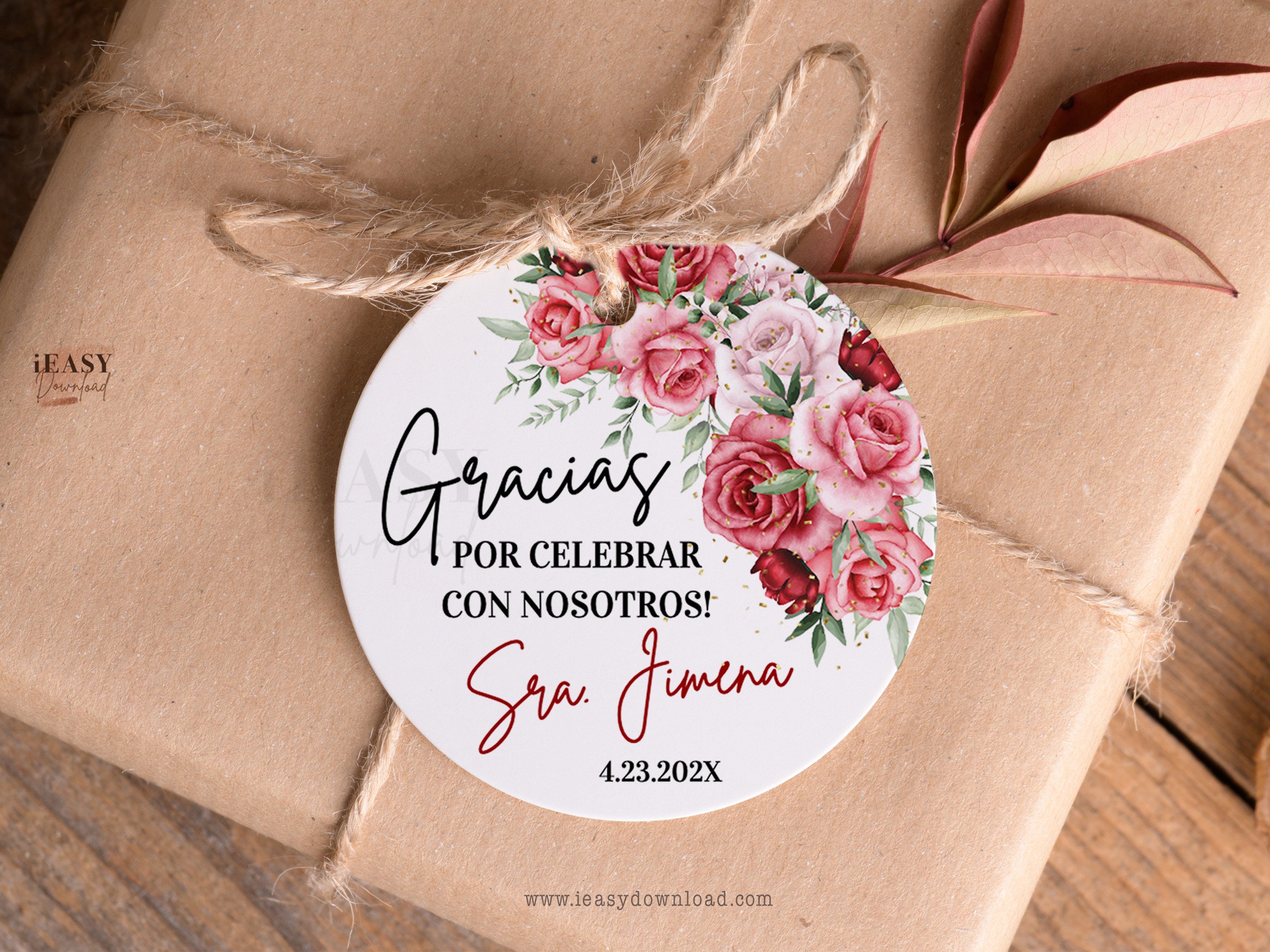 Red Roses Floral Favor Gift Tag Template Wedding Gift Tag - Etsy