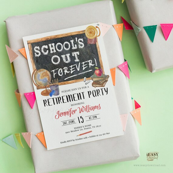 Editable Teacher Retirement Invitation School's Out | Etsy