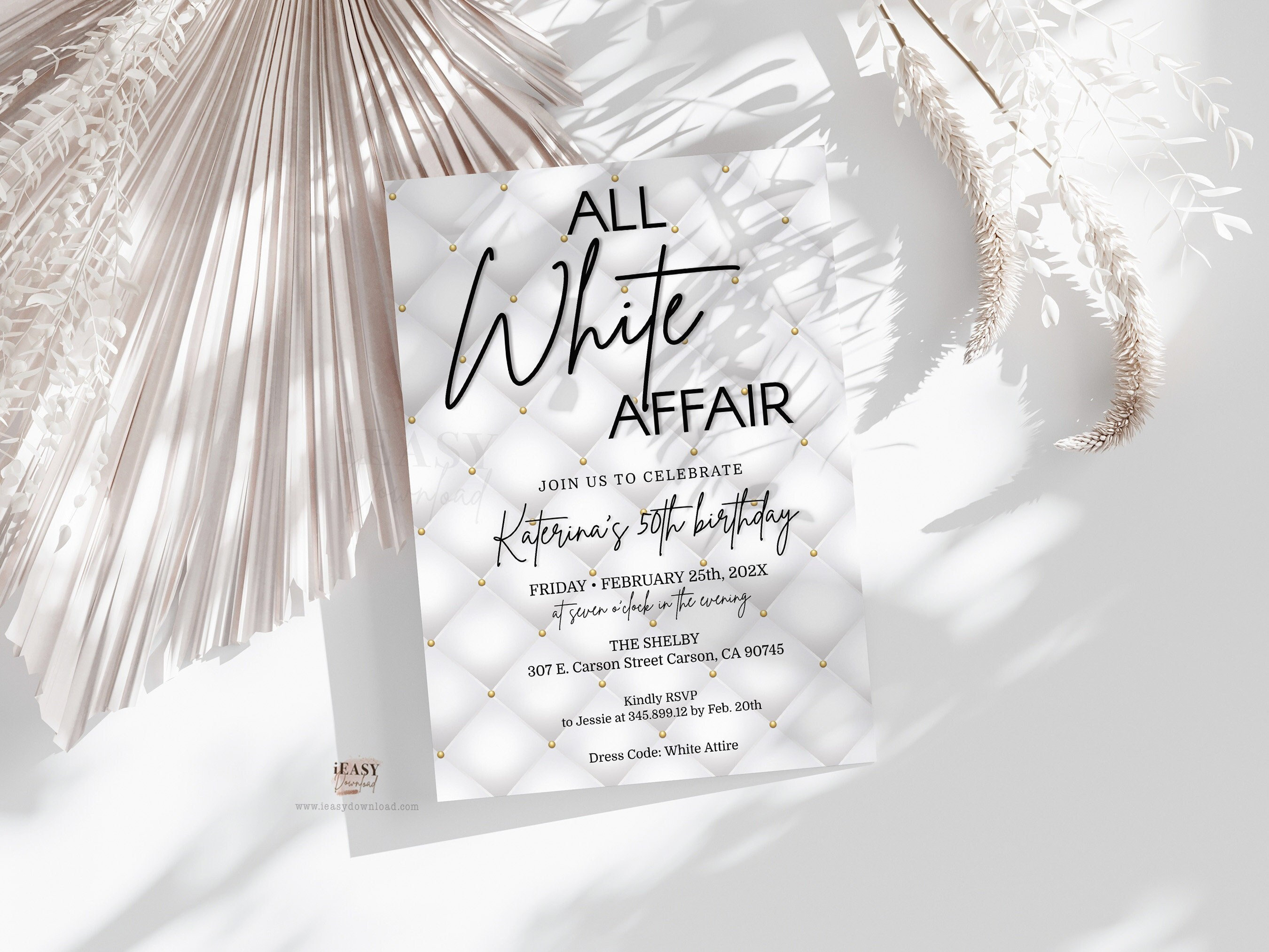Editable All WHITE Affair Birthday Invitation All White Party - Etsy