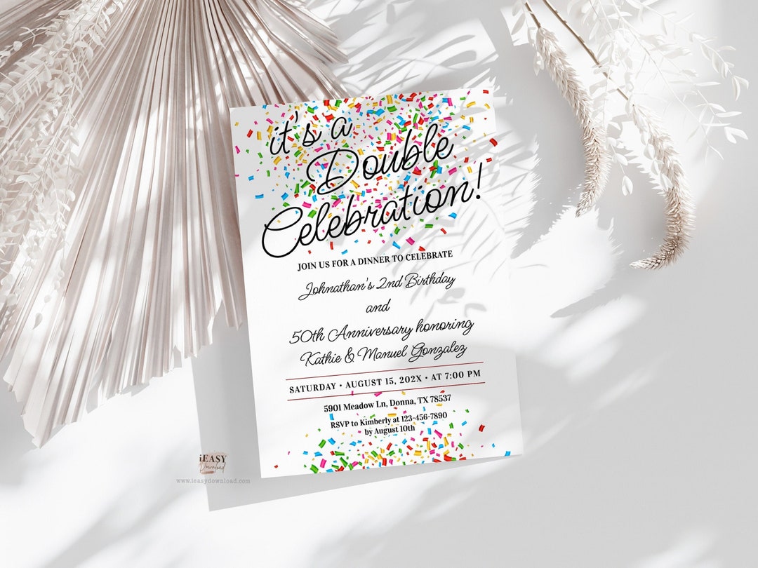 Adult Double Celebration Invitation, Double Birthdays, Anniversaries ...