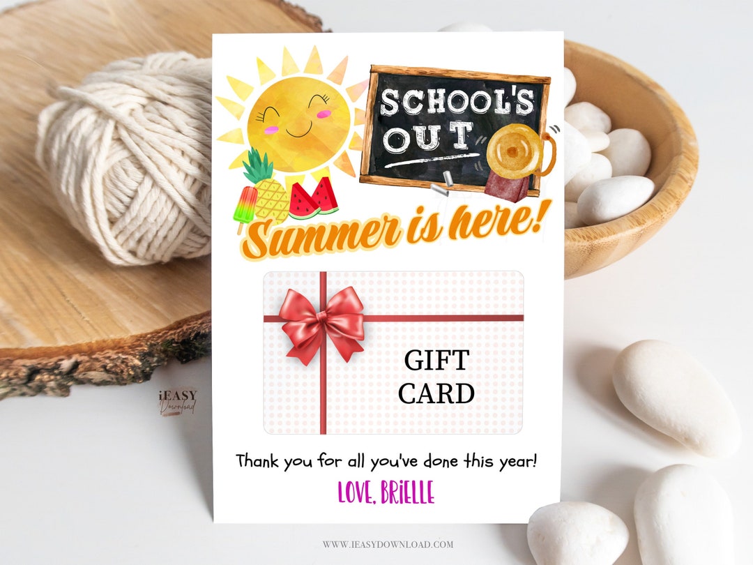 Editable Gift Card Holder Teacher Schools Out Tags Summer is Here ...