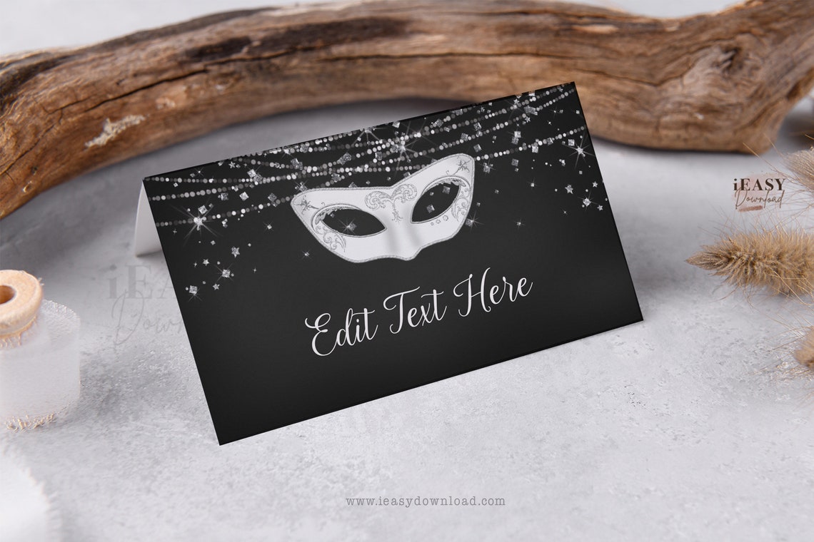 Editable Masquerade Menu Card Template Silver Masquerade - Etsy