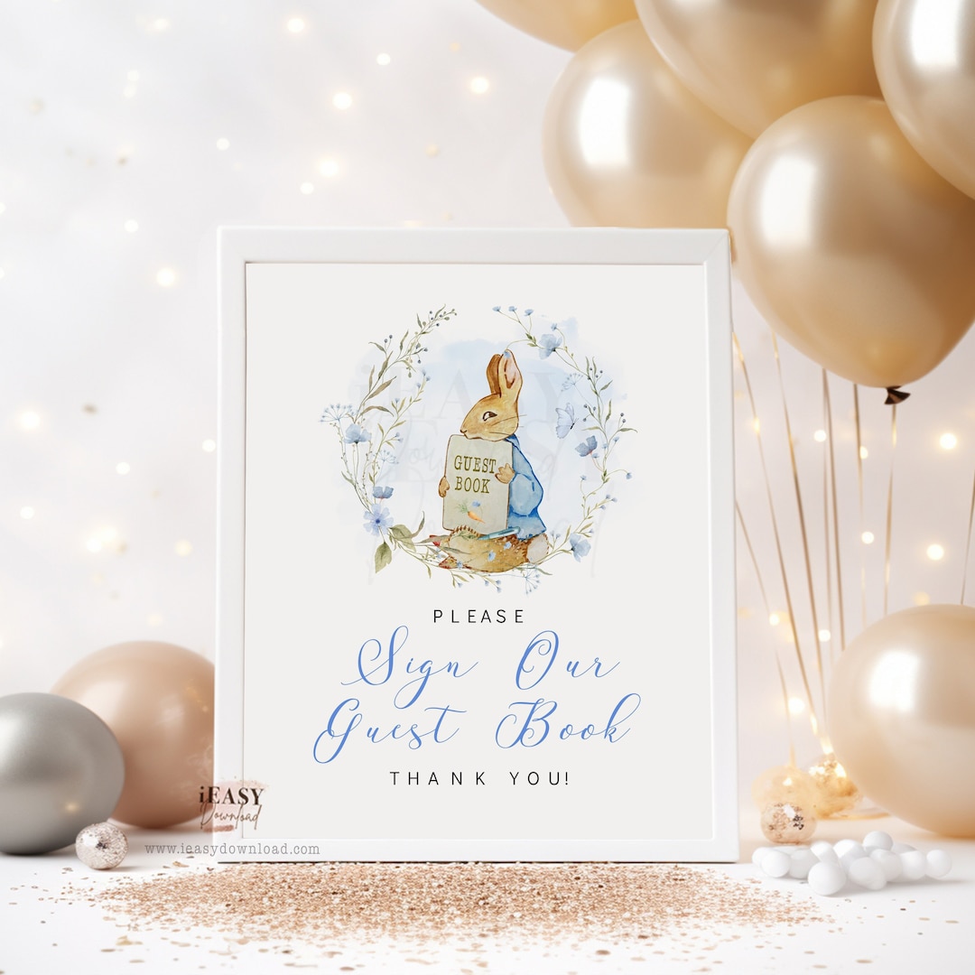 Printable Please Sign the Guest Book Peter Rabbit Boy Baby Shower Guest ...