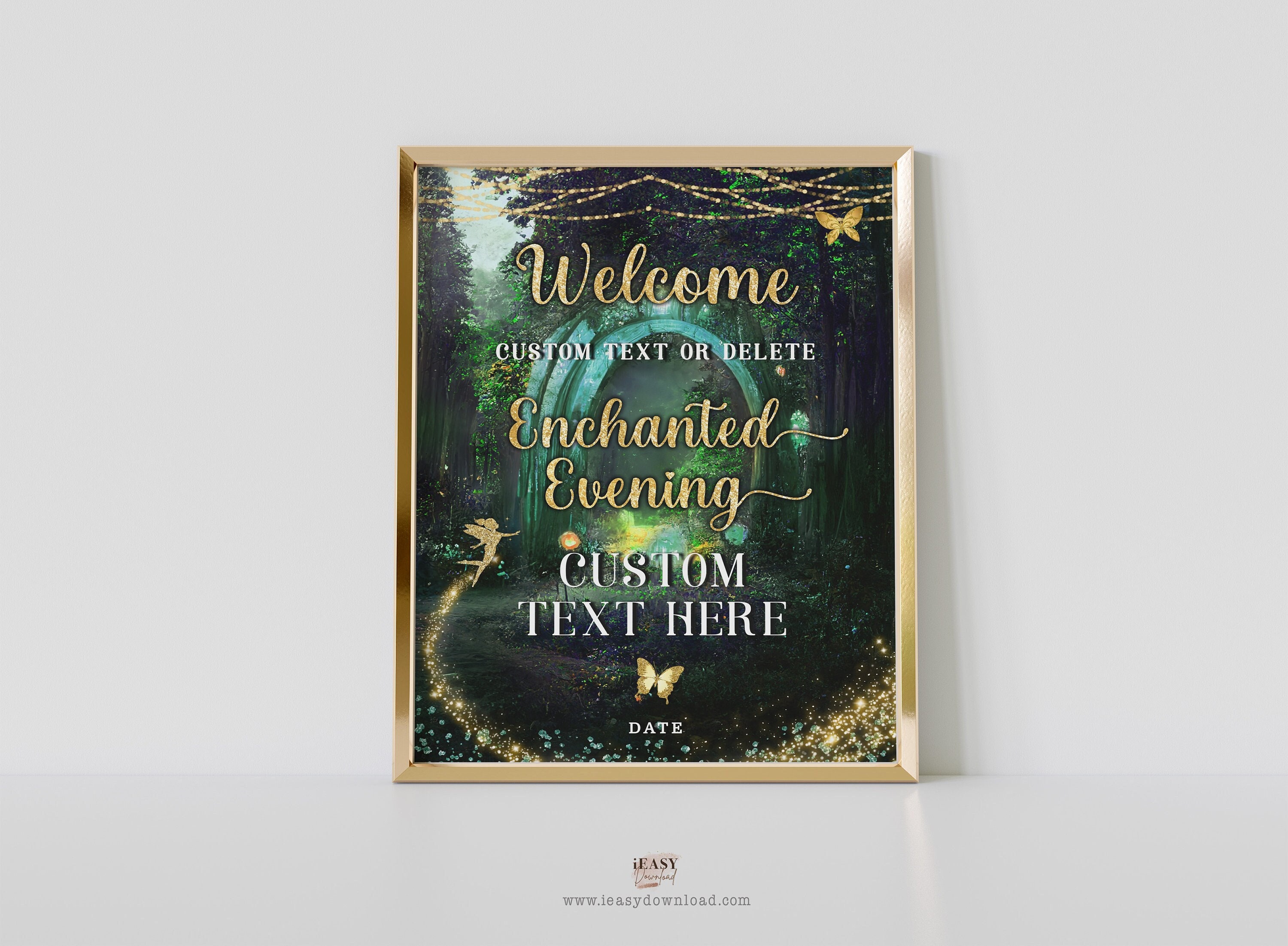 Editable Enchanted Forest Emerald Green Welcome Sign Edit - Etsy