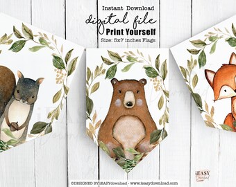 Woodland Animals Banner Garland Woodland Animals Baby Shower - Etsy
