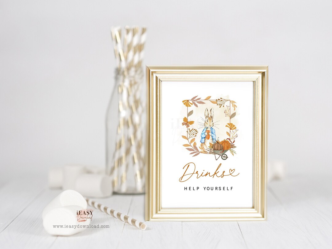 Printable Drinks Station Sign Autumn Peter Rabbit Boy A - Etsy