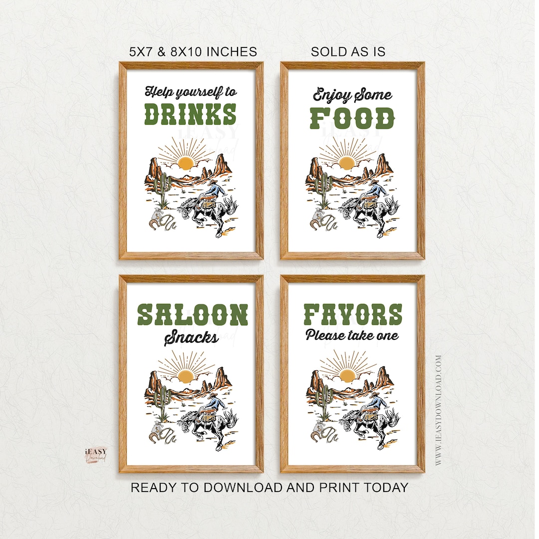 Printable First Rodeo Birthday for Boy Cowboy Birthday Party Food Sign ...