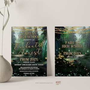 Enchanted Forest PROM Invitation With Ticket Template (digital Download ...