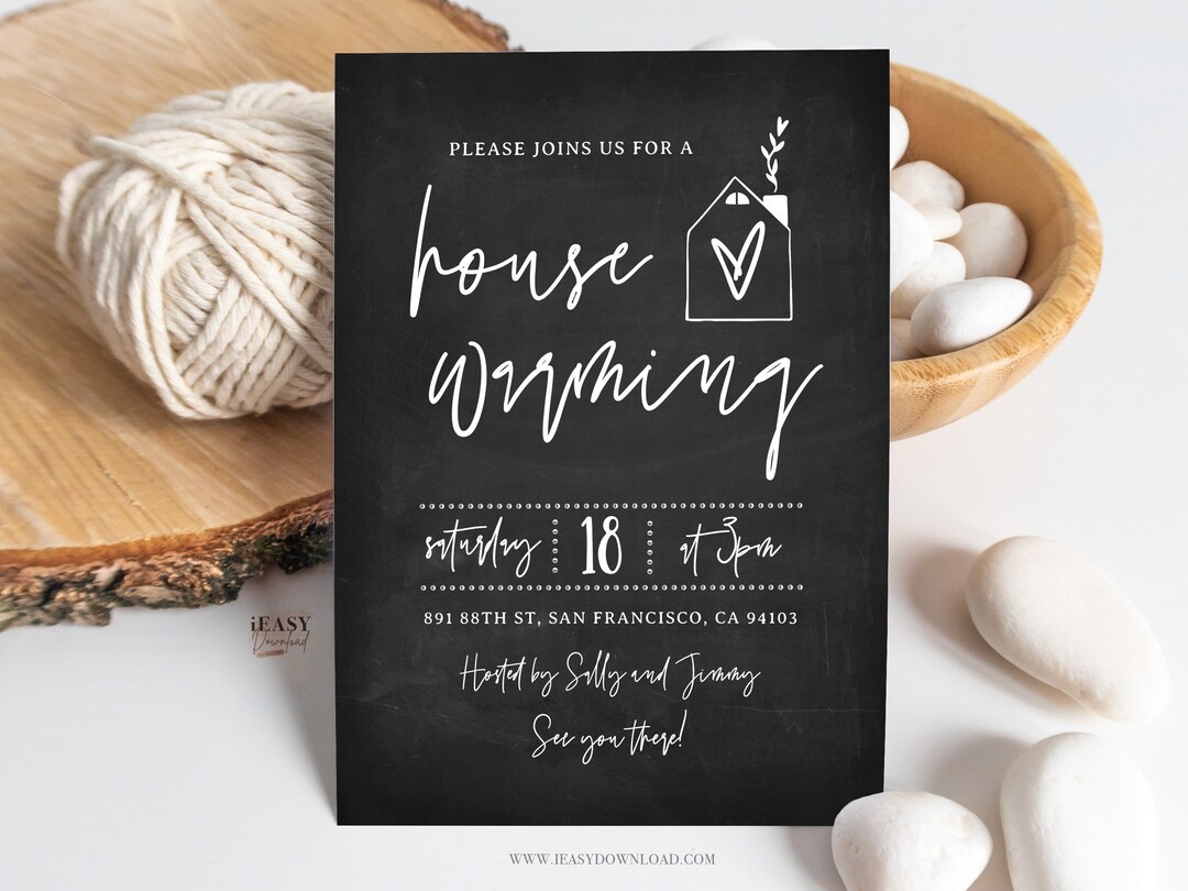 Editable House Warming Party Invitation, Chalkboard Invitation ...