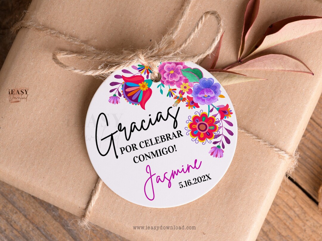 Muchas Gracias Tags Mexican Flowers Spanish Birthday Gift Tag Spanish ...