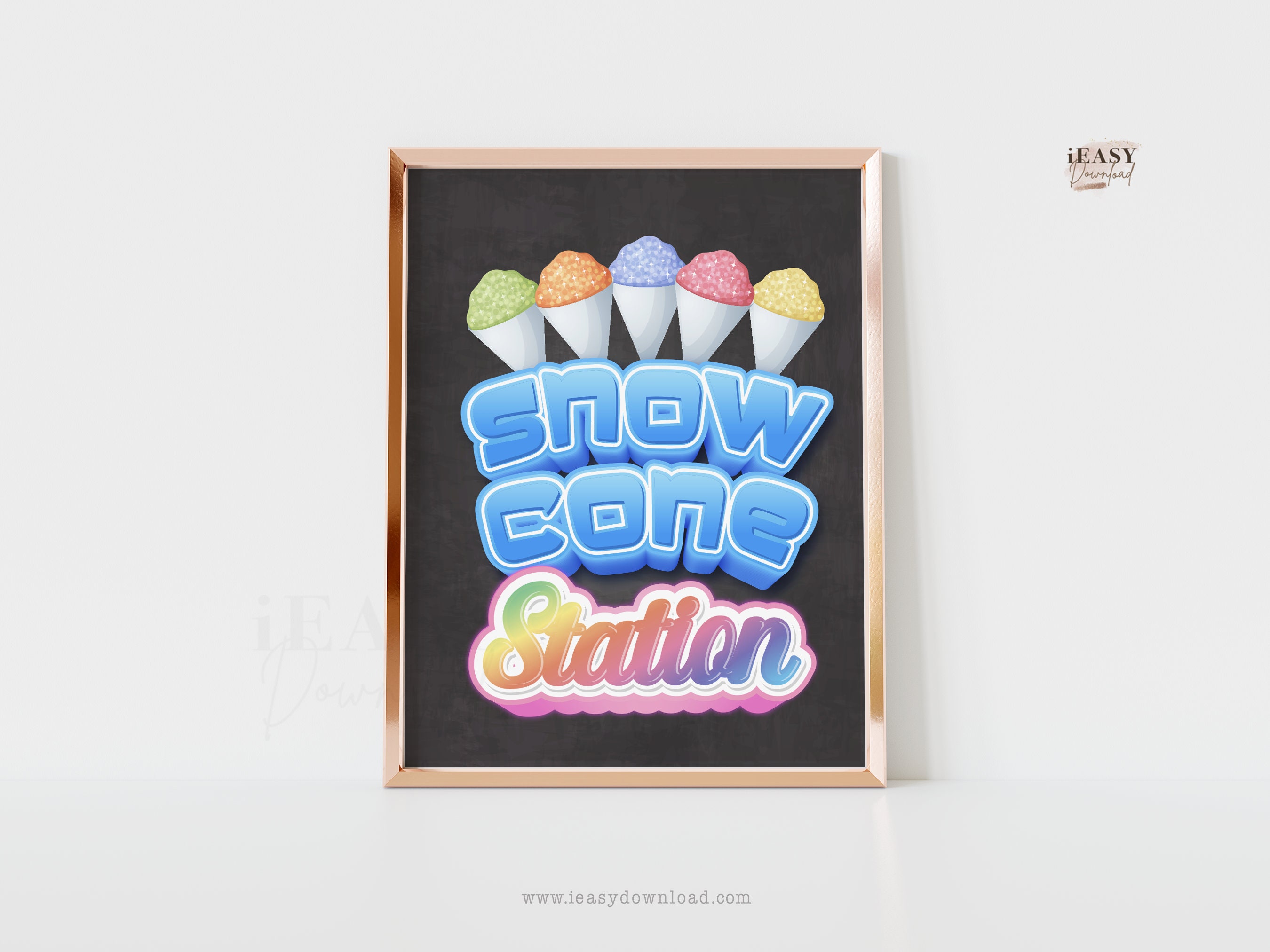 Snow Cone Station Sign: Birthday Party Theme Printable (digital ...