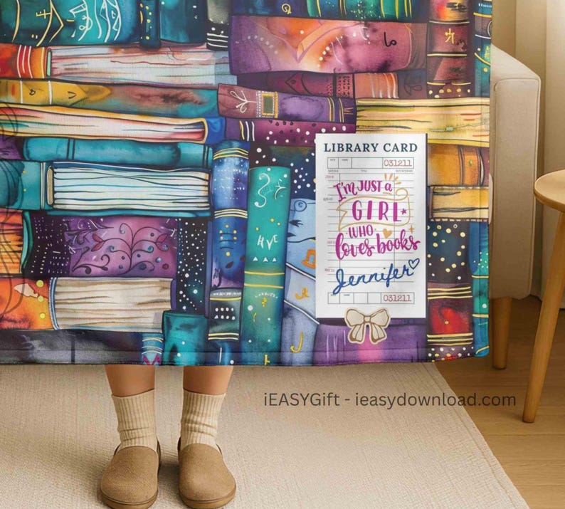Personalized Vintage Library Velveteen Plush Blanket Book Lover ...