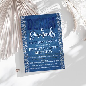 Denim and Diamond Birthday Party Menu Template, Denim and White Menu ...