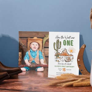 Wild West 1st Birthday Milestone Sign, First Cowboy Party Milestone ...