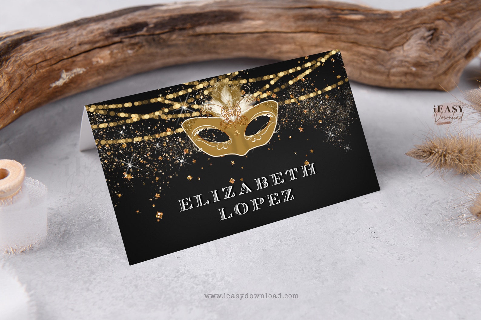 Gold Masquerade Menu Card: Editable Birthday Party Template - Etsy