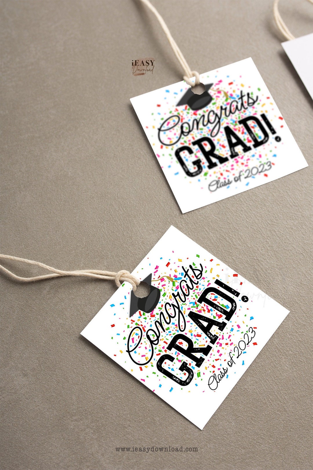 Editable Graduation Gift Tags, Congrats GRAD Tag, Confetti Gift Tags ...