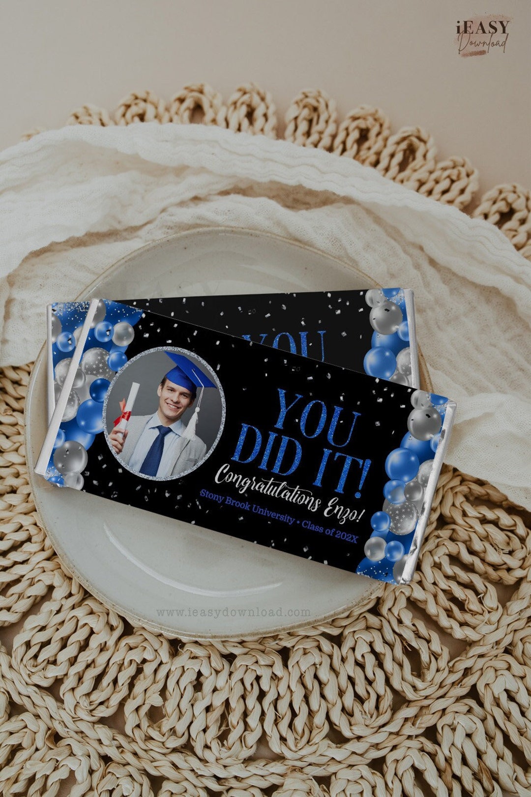 Editable Graduation Chocolate Bar Wrapper: Photo Favor Template ...